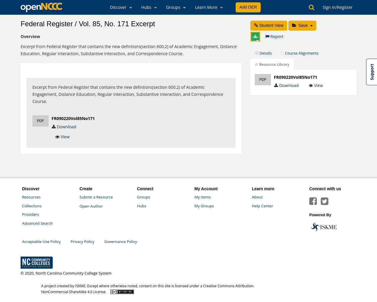 Federal Register / Vol. 85, No. 171 Excerpt | openNCCC
