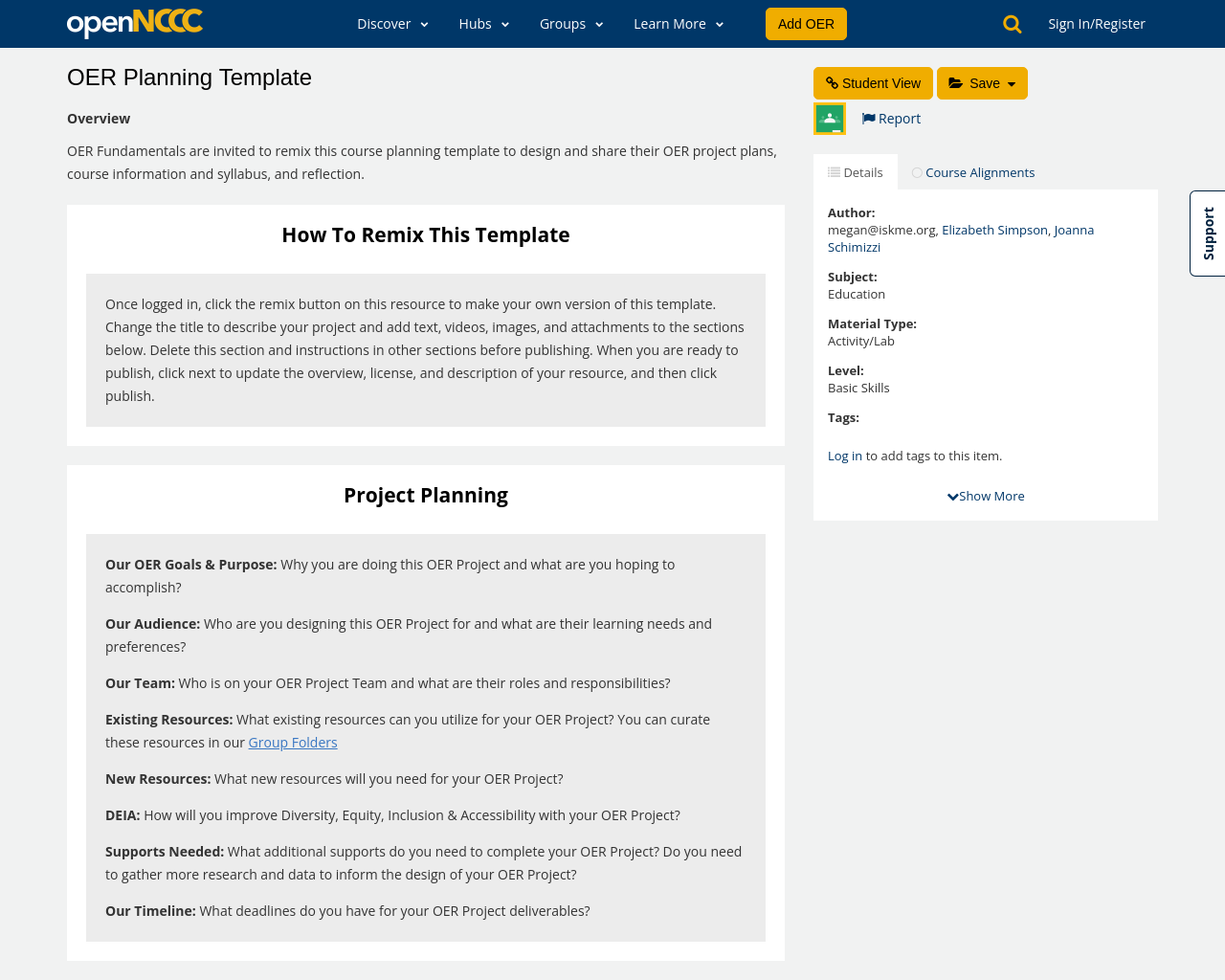 OER Item Sharing Template | openNCCC
