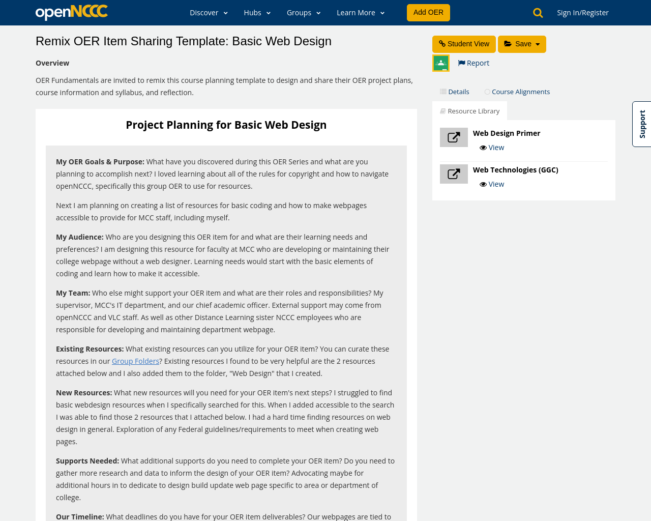 Remix OER Item Sharing Template: Basic Web Design | openNCCC
