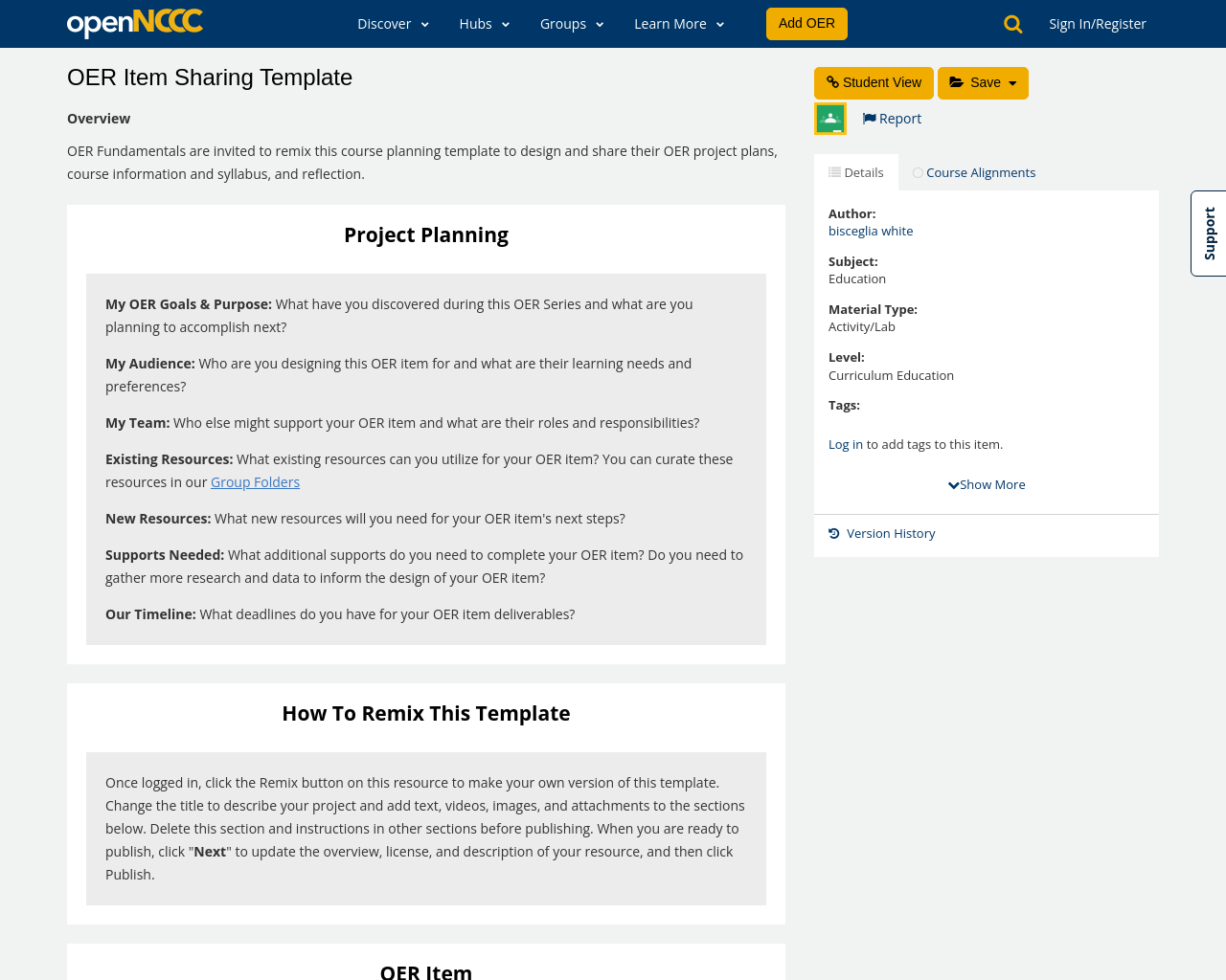OER Item Sharing Template | openNCCC